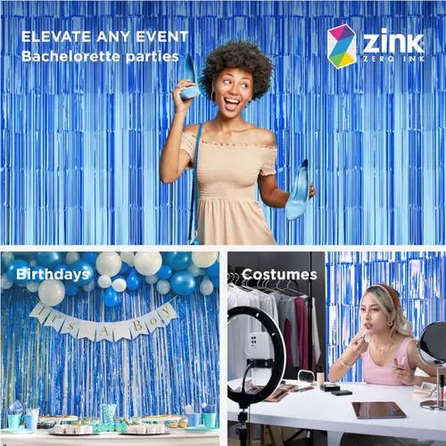 ZINK Foil Fringe Backdrop Curtains - Blue