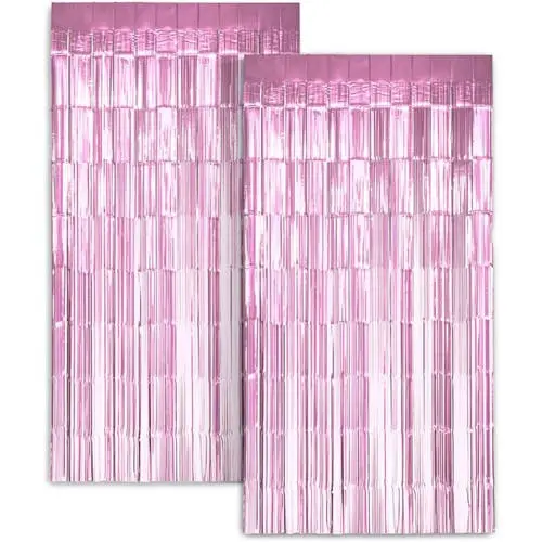 ZINK Foil Fringe Backdrop Curtains - Pink