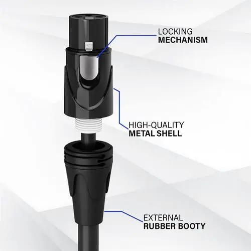 LYXPRO 1.5 Ft Right Angle Xlr Cable, Male To Female