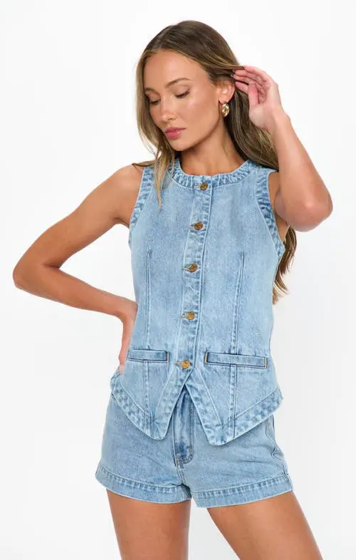 Show Me Your Mumu Pacifica Top - Slate Indigo