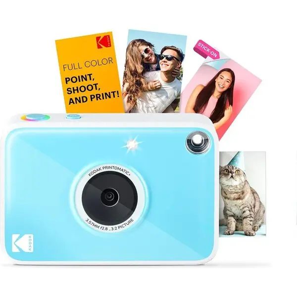KODAK Printomatic+ Instant Camera, 10mp With Rgb Led - Blue