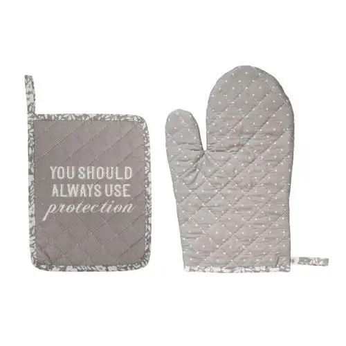 TOTALEE GIFT Protection Pot Holder & Oven Mitt Set Of 2 Cotton - Grey