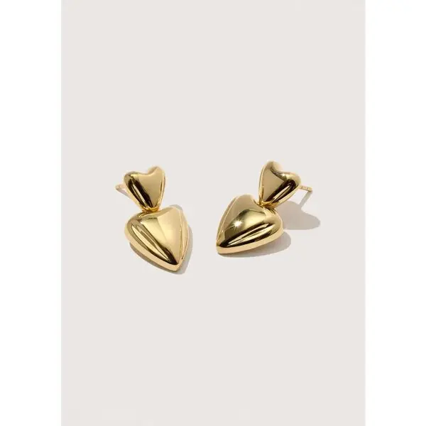 OTIUMBERG Heart Drop Earrings - Yellow Toned Gold