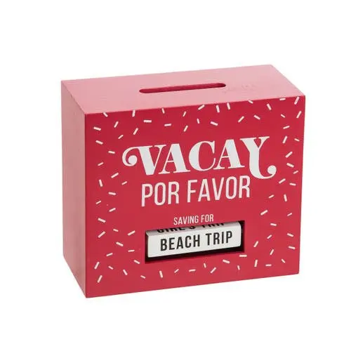 TOTALEE GIFT Vacay Por Favor Rotating Bank Wood - Red