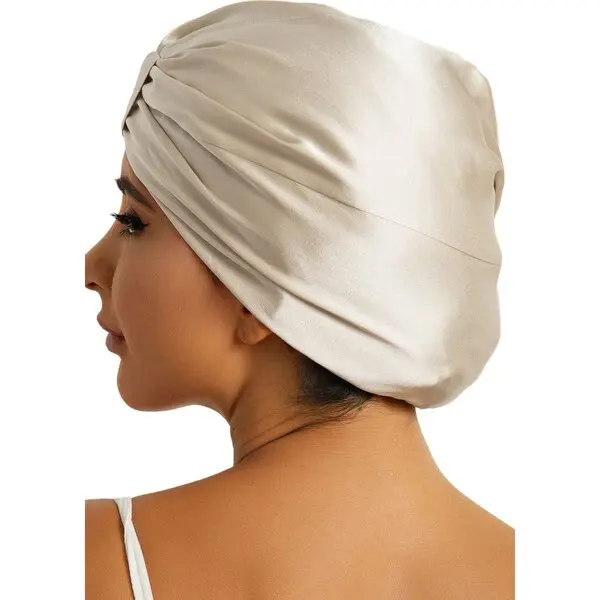SILKSILKY Pure Silk Double Layer Night Bonnet - Beige