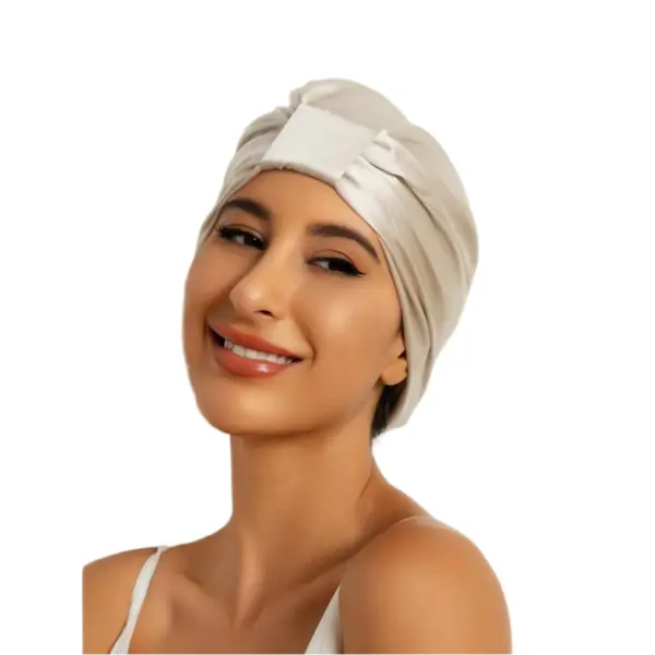 SILKSILKY Pure Silk Double Layer Night Bonnet - Beige