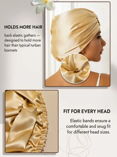 SILKSILKY Pure Silk Double Layer Night Bonnet - Champagne