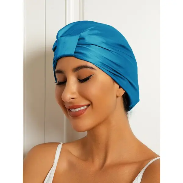 SILKSILKY Pure Silk Double Layer Night Bonnet - Teal