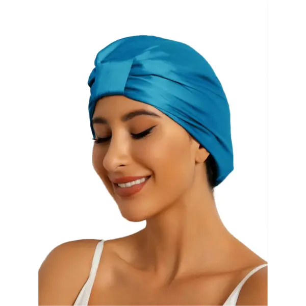 SILKSILKY Pure Silk Double Layer Night Bonnet - Teal