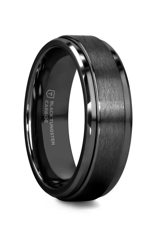 LARSON JEWELERS Revolve Tungsten Spinner Ring - Black Tungsten 6mm