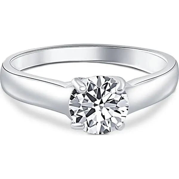 BLISS DIAMOND 1 Ct Round Cut Lab Grown Diamond Solitaire Engagement Ring - 14k White Gold