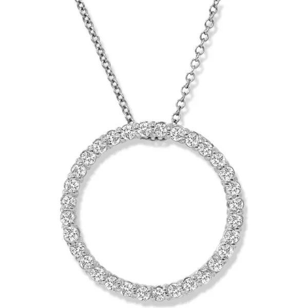 BLISS DIAMOND 1/3 Carat Diamond Circle Pendant Necklace In Sterling - Silver