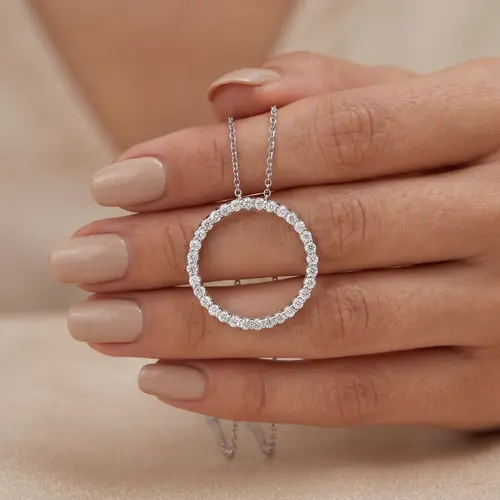 BLISS DIAMOND 1/3 Carat Diamond Circle Pendant Necklace In Sterling