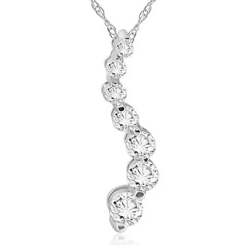 BLISS DIAMOND 1/2 Carat Lab Grown Diamond Journey Pendant Necklace - Silver