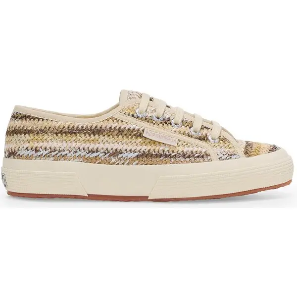 Superga 2750 Raffia Lace Up Sneakers - Beige Weaving