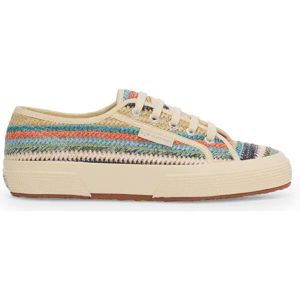 Superga 2750 Raffia Lace Up Sneakers - Blue Weaving