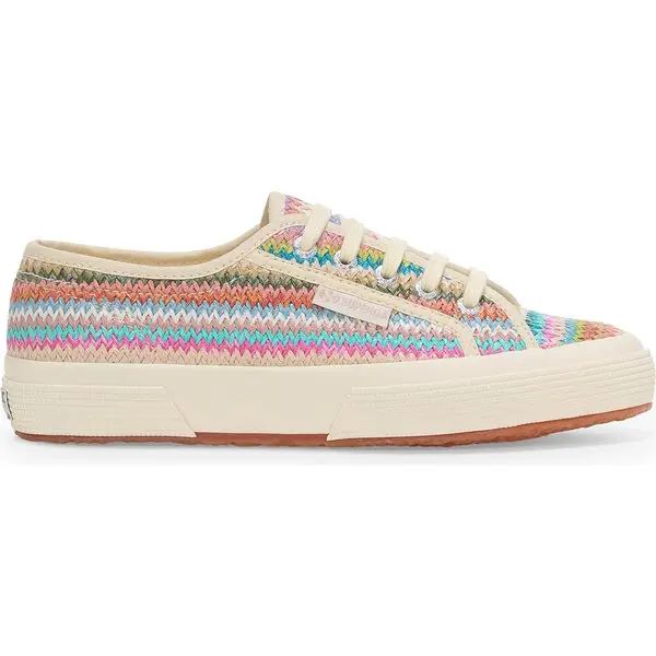 Superga 2750 Raffia Lace Up Sneakers - Lilla Multicolor Herringbone