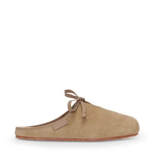 Superga 2445 Suede Ballerina Mule With Lace Detailing - Beige Fog
