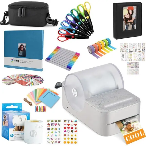 HP Sprocket Panorama Printer Craft Bundle - Grey