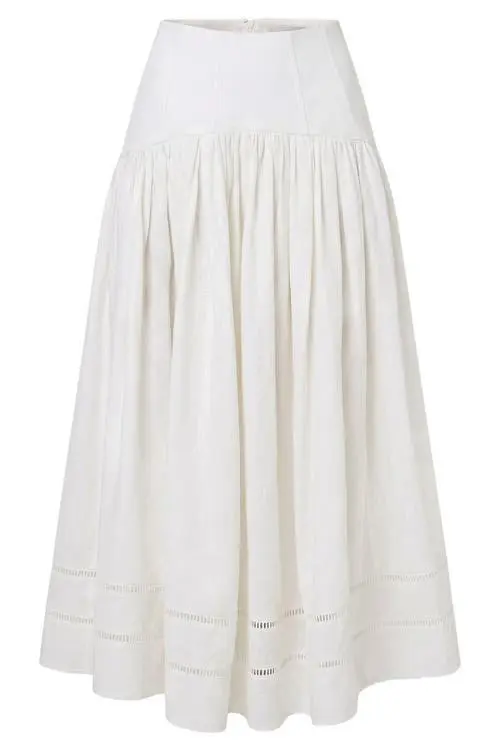 NICHOLAS Elin Gathered Midi Skirt - Ivory