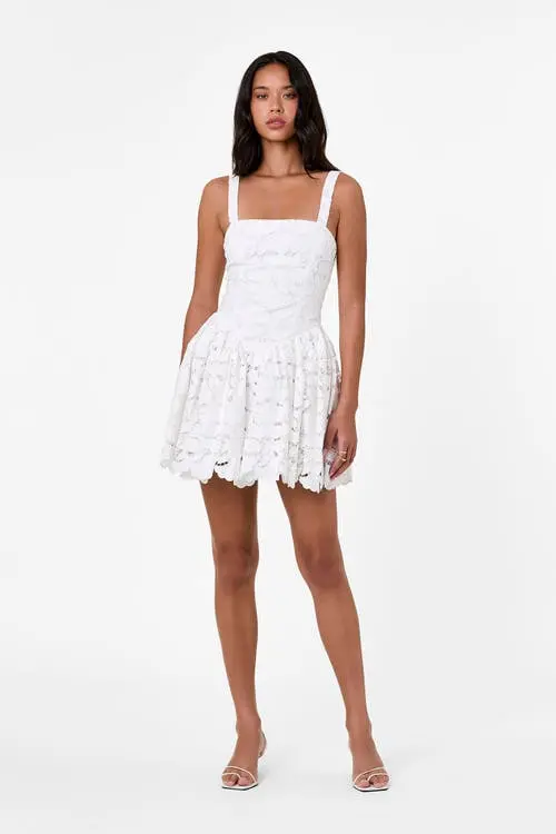 NICHOLAS Vittoria Broderie Lace Mini Dress - Ivory