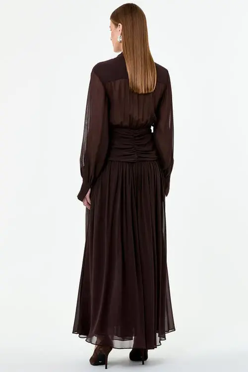 NICHOLAS Jocelyn Dress With Plunge Neckline And Ruched Waistband