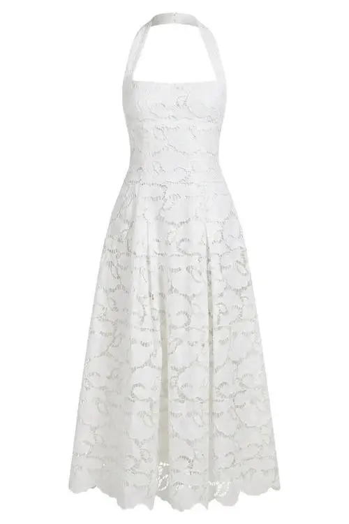 NICHOLAS Elisabeth Broderie Lace Halter Dress
