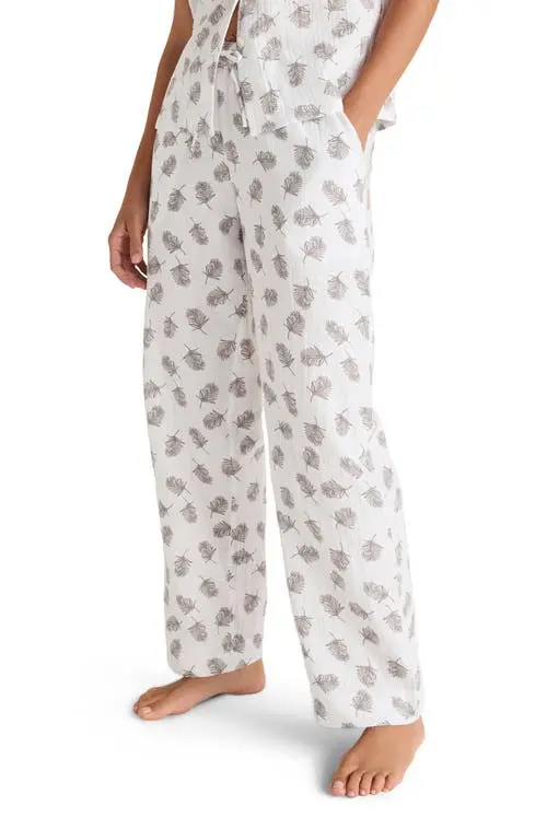 HAVEN WELL WITHIN Organic Cotton Gauze Tossed Fern Pajama Pants - White Multi