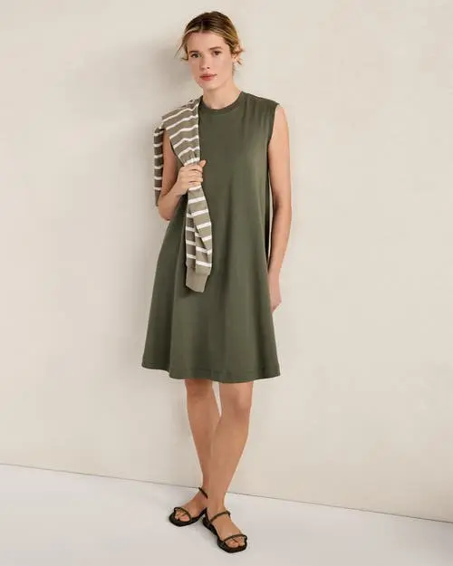 HAVEN WELL WITHIN Organic Cotton Interlock Trapeze Dress - Deep Willow