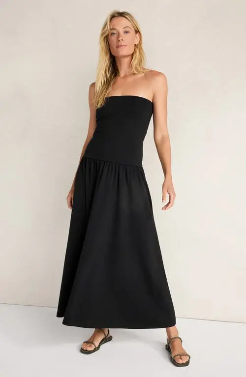 HAVEN WELL WITHIN Organic Cotton Modal Strapless Midi Dress - Black