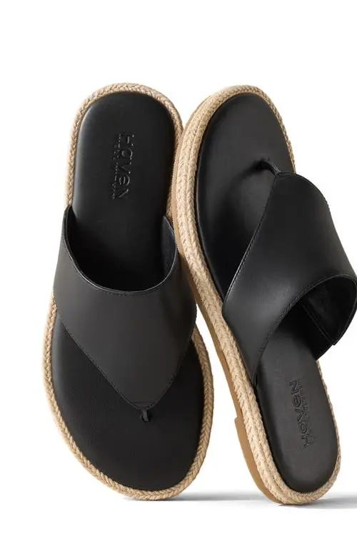 HAVEN WELL WITHIN Leather Espadrille Sandals - Black