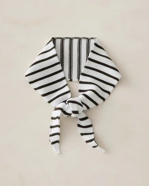 HAVEN WELL WITHIN Cotton Knit Stripe Slim Neckerchief - White/coffee Bean