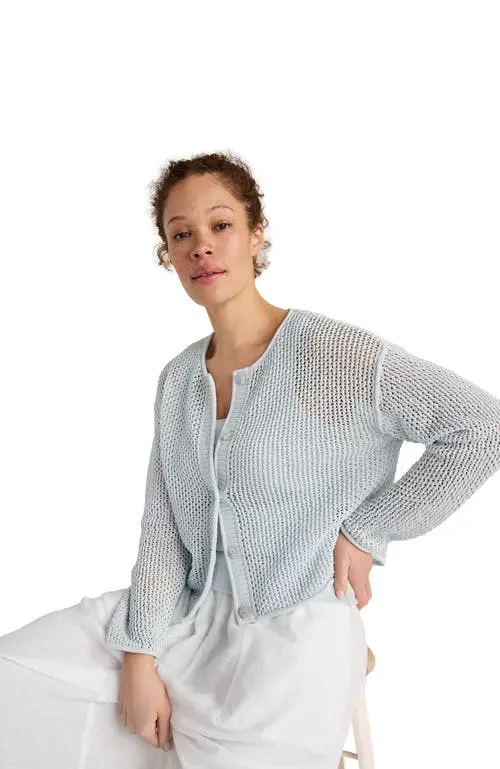 HAVEN WELL WITHIN Cotton Blend Open Stitch Cardigan - Ice Blue