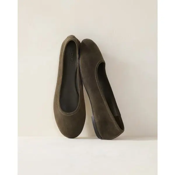 HAVEN WELL WITHIN Suede Round Toe Ballet Flats - Deep Cypress