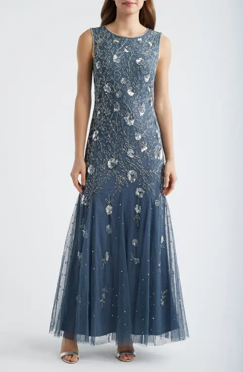 Pisarro Nights Beaded Godet Hem Maxi Dress