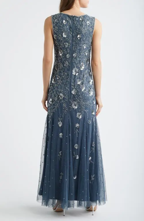 Pisarro Nights Beaded Godet Hem Maxi Dress