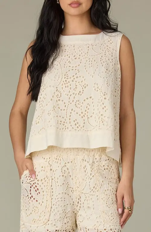 Wit & Wisdom Eyelet Crop Tank - Ecru