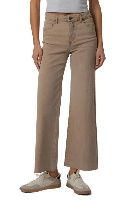 Kut From The Kloth High Waist Ankle Wide Leg Jeans With Raw Hems - Chai