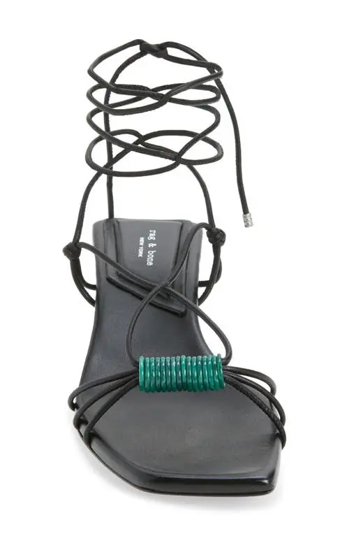 Rag & Bone Liv Ankle Wrap Kitten Heel Sandal - Black