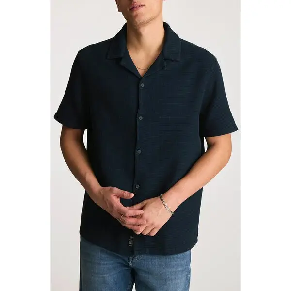 MAVI Waffle Knit Camp Shirt