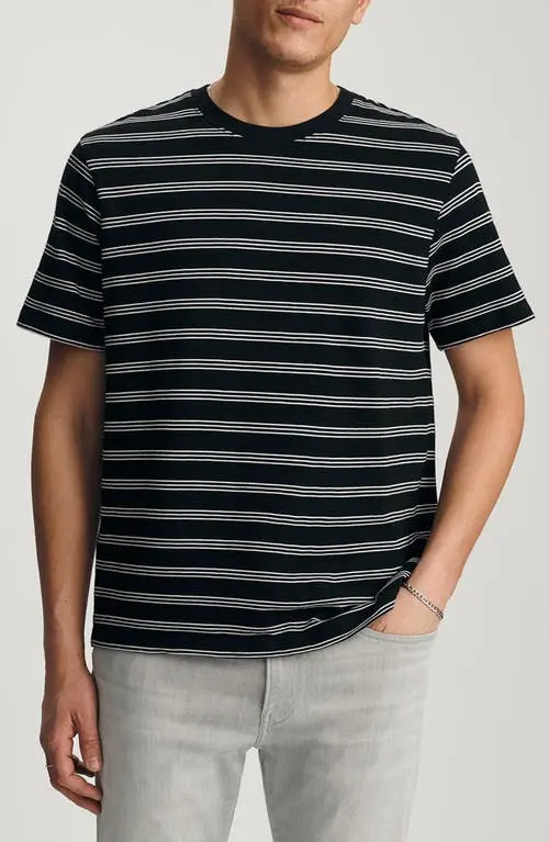 MAVI Regular Fit Stripe Cotton T-shirt - Black
