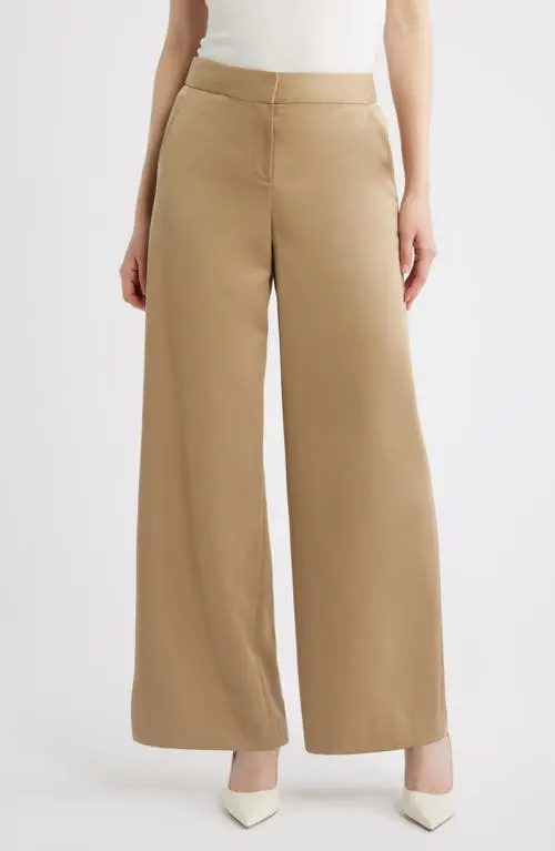 TAHARI ASL Wide Leg Tailored Pants - Khaki
