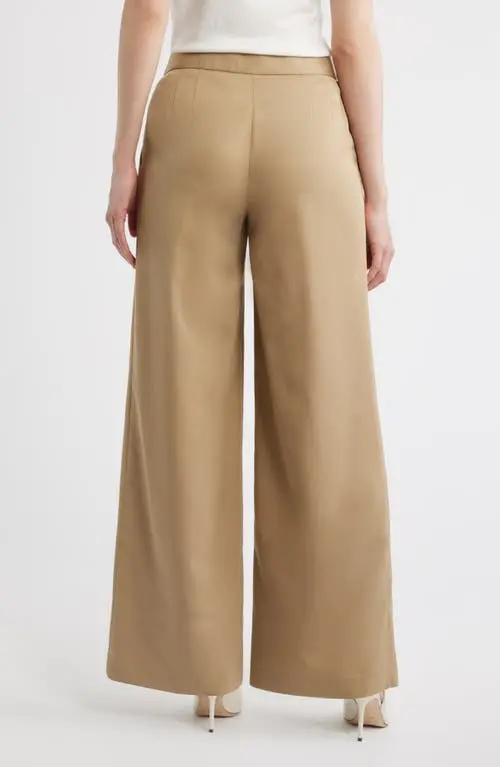 TAHARI ASL Wide Leg Tailored Pants - Khaki
