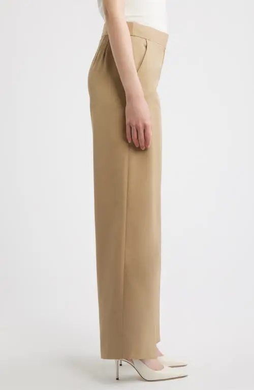 TAHARI ASL Wide Leg Tailored Pants - Khaki