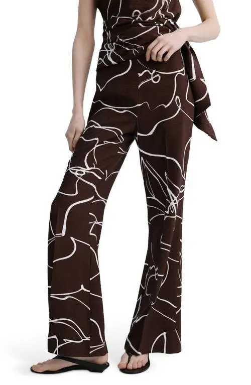 Mango Abstract Print Wide Leg Trousers