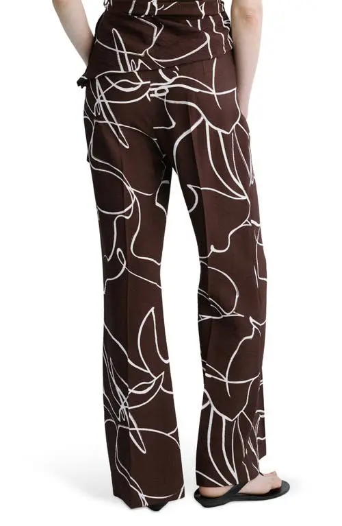 Mango Abstract Print Wide Leg Trousers