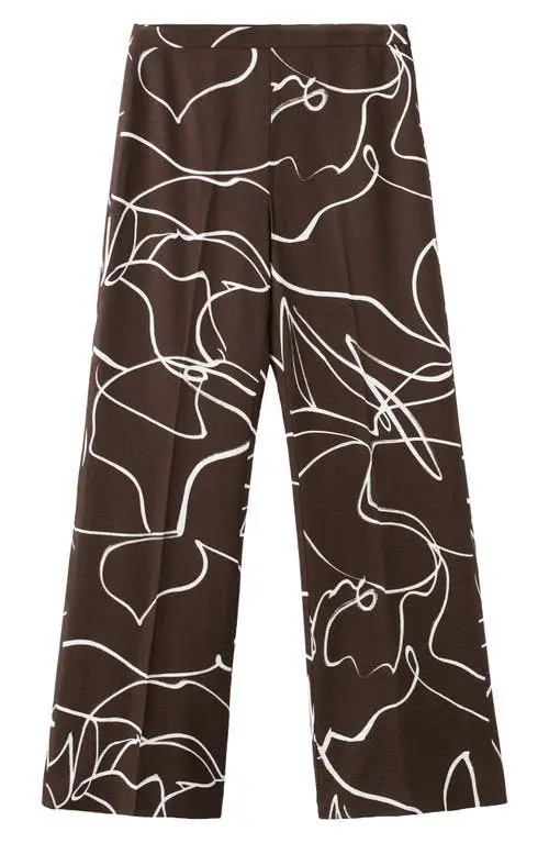 Mango Abstract Print Wide Leg Trousers
