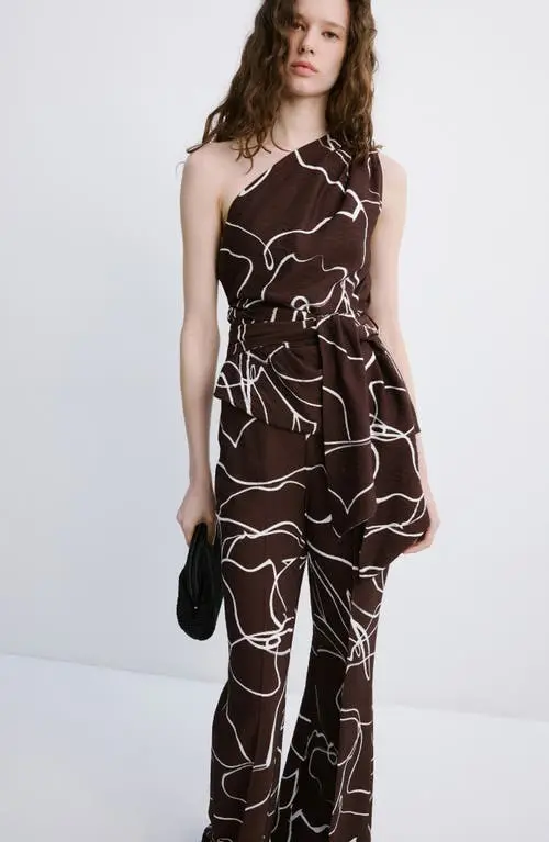 Mango Abstract Print Wide Leg Trousers