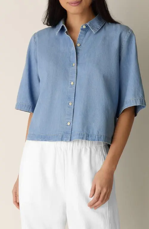 Eileen Fisher Classic Collar Short Sleeve Button-up Shirt
