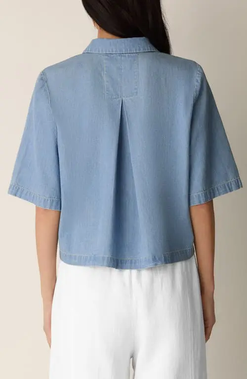 Eileen Fisher Classic Collar Short Sleeve Button-up Shirt